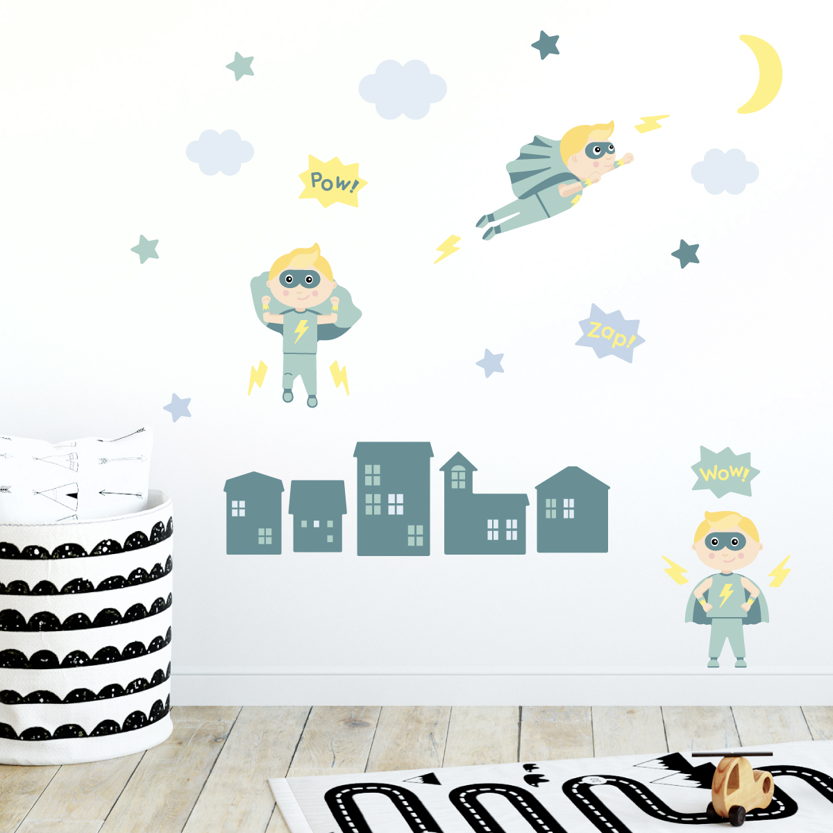 Wallstickers med superkids | Skab din egen superhelt | Identiketter